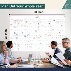 Large Dry Erase Wall Calendar - 38" x 60" - Undated Blank 2023 Reusable Yearly Calendar - Giant Whiteboard Year Poster - Jumbo Laminated 12 Month Office Calendar (Lushleaf Designs)