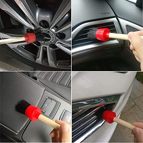 Nurkul 11 Pieces Auto Detailing Brush Set for Cleaning Interior, Exterior, Leather, Including 6 pcs Car Detailing Brushes, 3 pcs Wire Brush and 2 pcs Automotive Air Conditioner Brush