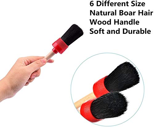 Nurkul 11 Pieces Auto Detailing Brush Set for Cleaning Interior, Exterior, Leather, Including 6 pcs Car Detailing Brushes, 3 pcs Wire Brush and 2 pcs Automotive Air Conditioner Brush