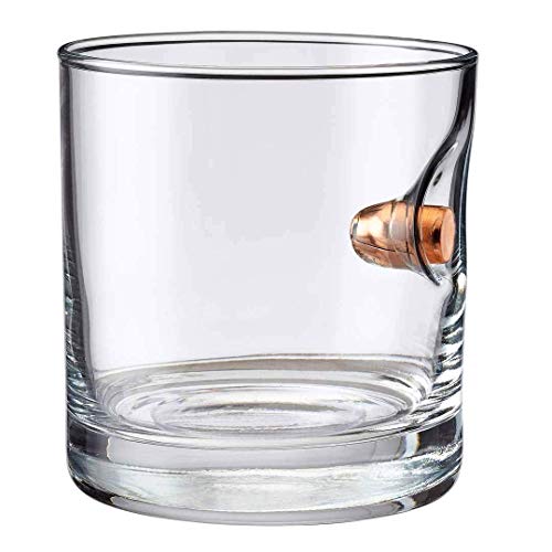 BenShot Rocks Glass with Real 0.45ACP Bullet - 11oz | Made in the USA [Set of 2]