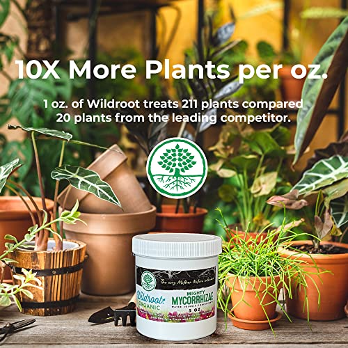 Wildroot Organic Mycorrhizae 16 Species Mycorrhizal Inoculant Drought Proof’s Plants &Trees, Saves Water & Precious Fertilizer, Root Stimulator Explodes Root Growth (1oz - 211 Plants)