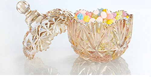 SOCOSY Royal Embossed Glass Candy Jar with Lid Jewelry Box Wedding Candy Buffet Jar Kitchen Storage Jar