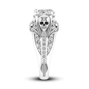 khamchanot Women Jewelry 925 Silver Heart White Sapphire Engagement Wedding Skull Head Ring (9)