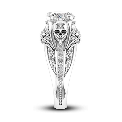 khamchanot Women Jewelry 925 Silver Heart White Sapphire Engagement Wedding Skull Head Ring (9)