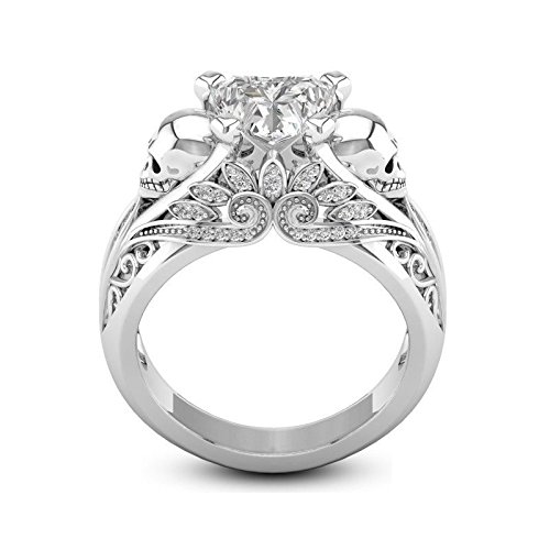 khamchanot Women Jewelry 925 Silver Heart White Sapphire Engagement Wedding Skull Head Ring (9)