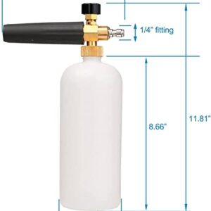 Adjustable Foam Cannon 1 Liter Bottle Snow Foam Lance with 1/4" Quick Connector Foam Blaster for Pressure Washer Gun,Heavy Duty Brass Knob