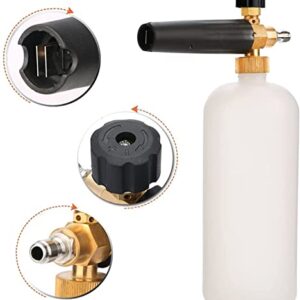 Adjustable Foam Cannon 1 Liter Bottle Snow Foam Lance with 1/4" Quick Connector Foam Blaster for Pressure Washer Gun,Heavy Duty Brass Knob