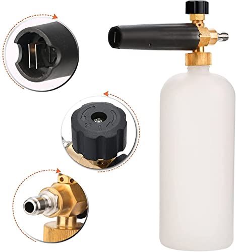 Adjustable Foam Cannon 1 Liter Bottle Snow Foam Lance with 1/4" Quick Connector Foam Blaster for Pressure Washer Gun,Heavy Duty Brass Knob