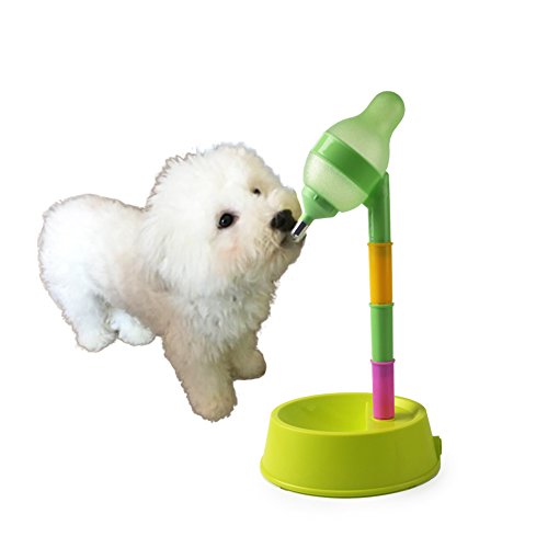 NACOCO Pet Standing Water Dispenser Cat Dog Standing Bowl with Detachable Pole Automatically Feeding Water Height Adjustable (Green)