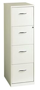 space solutions deep 4 drawer vertical 18" metal file cabinet, black, pearl white