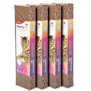 smartykat (4 count) super scratcher corrugated cat scratcher, catnip infusion technology - brown, single wide (old pkg), 4 count