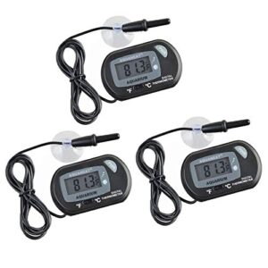 aquaneat 3 pack aquarium thermometer, reptile thermometer, fish tank thermometer, digital thermometer, terrarium water temperature test, with large lcd display