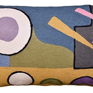 Kashmir Designs Lumbar Kandinsky Abstract Pillow Cover - Soul | Modern Throw Pillows | Modern Chair Cushion | Contemporary Pillow | Farmhouse Pillows | Modern Couch Pillow | Handmade Wool Size 14x20