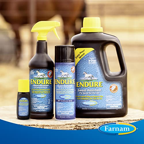 Farnam Endure Sweat-Resistant Horse Fly Spray, 14-Day Long Lasting Protection, 15 Ounces