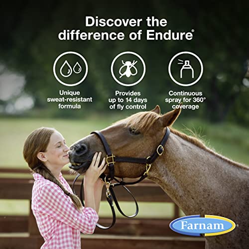 Farnam Endure Sweat-Resistant Horse Fly Spray, 14-Day Long Lasting Protection, 15 Ounces