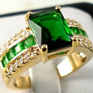 khamchanot Fashion Women 14K Yellow Gold Filled Emerald Ring Wedding Bridal Jewelry Sz 6-10 (7)