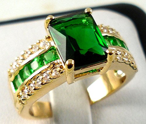 khamchanot Fashion Women 14K Yellow Gold Filled Emerald Ring Wedding Bridal Jewelry Sz 6-10 (7)