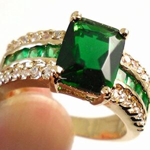 khamchanot Fashion Women 14K Yellow Gold Filled Emerald Ring Wedding Bridal Jewelry Sz 6-10 (7)