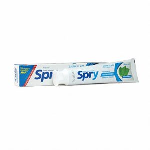 spry xylitol toothpaste, fluoride-free, natural peppermint, anti-plaque and tartar control, 5 oz (pack of 6)