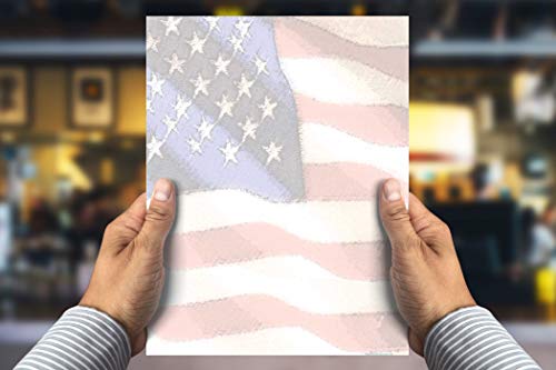 American Flag Stationery - 8.5 x 11 - 60 USA Letterhead Sheets - Patriotic Paper