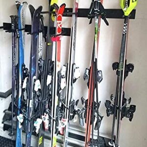 StoreYourBoard Ski Wall Storage Rack, Holds 8 Pairs, Steel Home and Garage Skis Mount