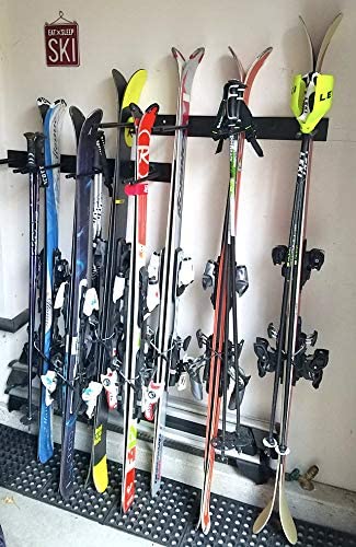 StoreYourBoard Ski Wall Storage Rack, Holds 8 Pairs, Steel Home and Garage Skis Mount