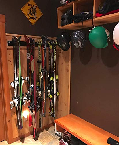 StoreYourBoard Ski Wall Storage Rack, Holds 8 Pairs, Steel Home and Garage Skis Mount