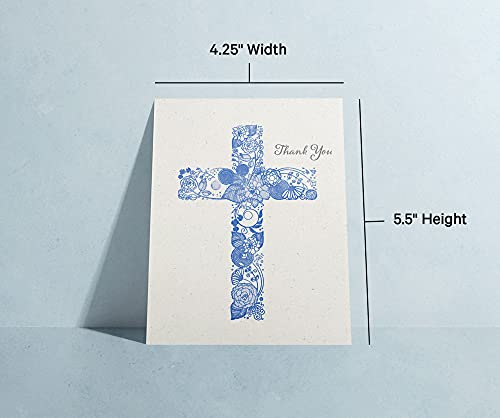 Twigs Paper - Christian Cross Thank You Card Set - 12 Blank Religious Cards (5.5 x 4.25 Inch) with 12 Envelopes - Eco Friendly Stationery - Made In The USA From Sustainable Materials