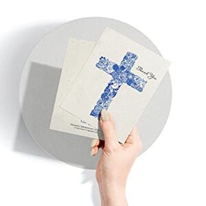 Twigs Paper - Christian Cross Thank You Card Set - 12 Blank Religious Cards (5.5 x 4.25 Inch) with 12 Envelopes - Eco Friendly Stationery - Made In The USA From Sustainable Materials