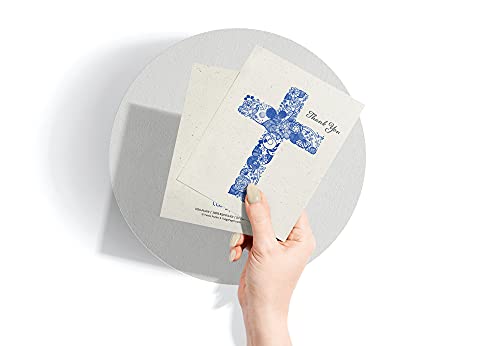 Twigs Paper - Christian Cross Thank You Card Set - 12 Blank Religious Cards (5.5 x 4.25 Inch) with 12 Envelopes - Eco Friendly Stationery - Made In The USA From Sustainable Materials