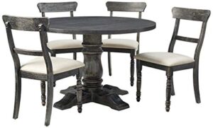 selena 5 pcs dining set, weathered gray