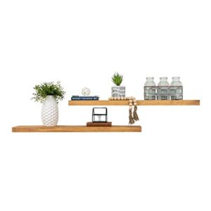 del hutson designs rustic pine floating wall shelves, set of 2, 36", walnut