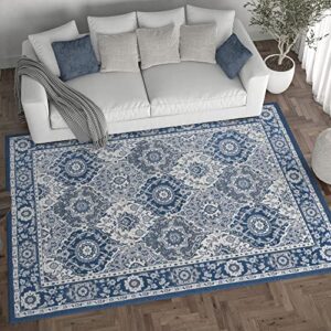 Newcomb Traditional Oriental Navy Scatter Mat Rug, 2' x 3'