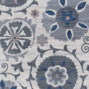 Wendy Transitional Floral Cream Runner Rug, 2' x 10'