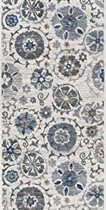 Wendy Transitional Floral Cream Runner Rug, 2' x 10'