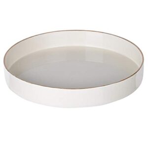 benjara sturdy wooden round tray, white