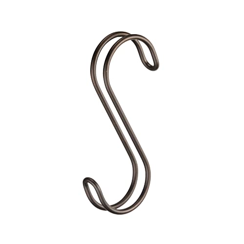 mDesign Metal Wire Over The Rod Hanging Closet Accessory S Hook for Handbags, Belts or Jackets - Snag Free - 8 Pack - Bronze