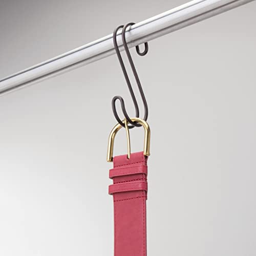 mDesign Metal Wire Over The Rod Hanging Closet Accessory S Hook for Handbags, Belts or Jackets - Snag Free - 8 Pack - Bronze