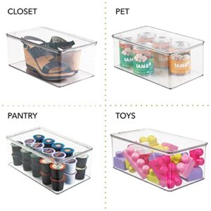 mDesign Plastic Stackable Toy Storage Bin Container Box with Hinge Lid for Organizing Living Room, Play Room, Bedroom, Nursery, Hold Blocks, Puzzles, Books, Lumiere Collection, 2 Pack - Clear