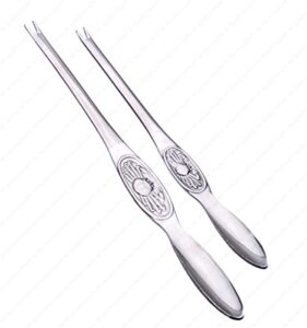 stainless steel seafood lobster/crab picker fork, pair of 6-1/8 and 5-1/8 inches (long), set of 1 pair