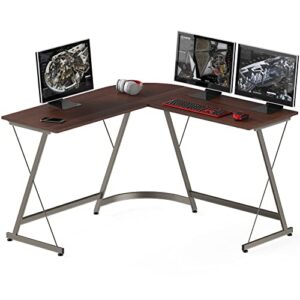 le crozz l-shaped home computer corner desk, walnut