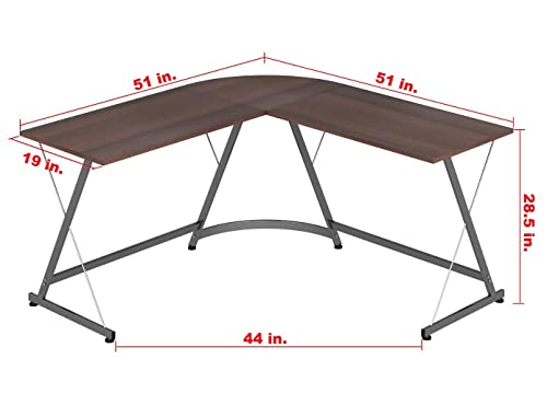 Le Crozz L-Shaped Home Computer Corner Desk, Walnut