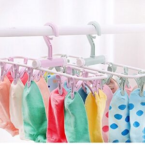 Aschic Folding Portable Laundry Hanger with 12 Clips Drying Rack for Socks&Lingerie Plastic Clothes Pins (Assorted)