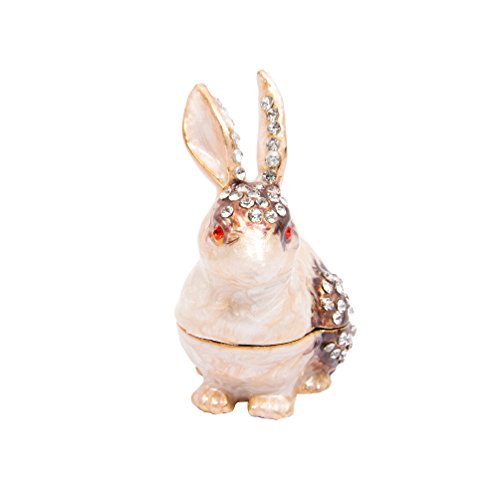 QIFU-Hand Painted Enameled Rabbit Style Decorative Hinged Jewelry Trinket Box Unique Gift For Home Decor