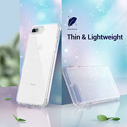 ULAK Compatible with iPhone 8 Plus Case Clear Glitter, iPhone 7 Plus Case Sparkle Bling, Soft TPU Women Girls Shockproof Protective Phone Cover Designed for iPhone 7 Plus/8 Plus 5.5 inch (Glitter)