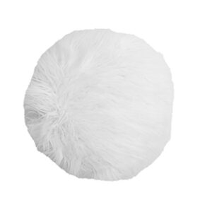 Thro by Marlo Lorenz TH015177002E 16" Kari Keller Round Faux Mongolian Pillow, 1 Count (Pack of 1), White