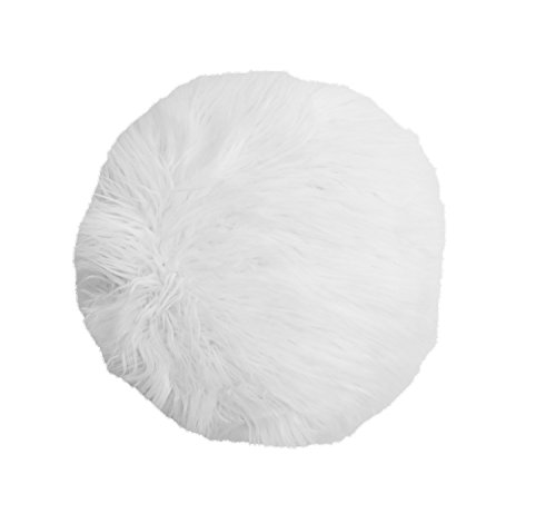 Thro by Marlo Lorenz TH015177002E 16" Kari Keller Round Faux Mongolian Pillow, 1 Count (Pack of 1), White