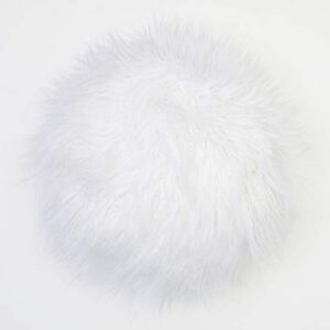 Thro by Marlo Lorenz TH015177002E 16" Kari Keller Round Faux Mongolian Pillow, 1 Count (Pack of 1), White