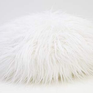 Thro by Marlo Lorenz TH015177002E 16" Kari Keller Round Faux Mongolian Pillow, 1 Count (Pack of 1), White