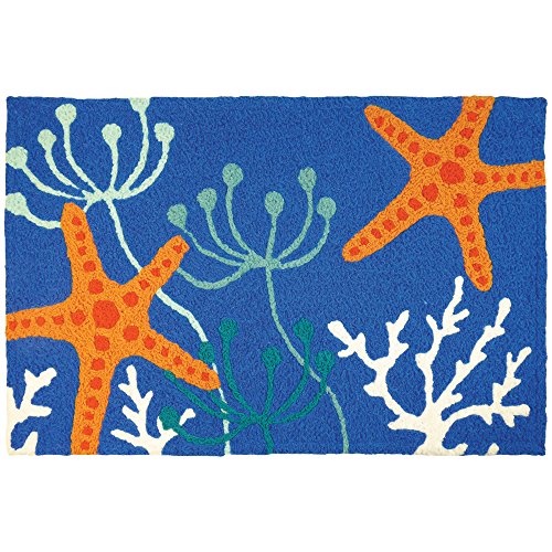 Jellybean Starfish Royal Blue Coastal Indoor/Outdoor Machine Washable 21" x 33" Accent Rug